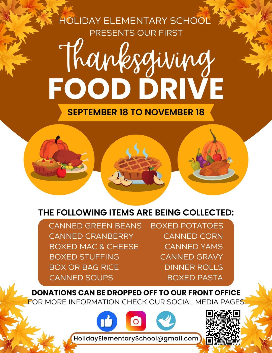 Thanksgiving Food Drive Flyer - Etsy