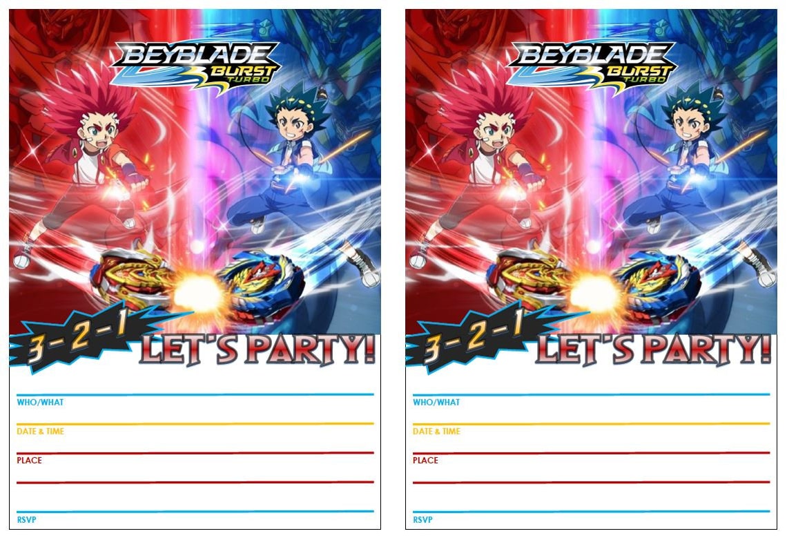 Beyblade Burst Turbo INSTANT DOWNLOAD Birthday Invitation - Etsy Canada