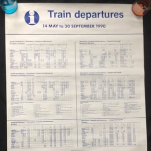 Original British Railway 1990 Timetable Poster Manchester Liverpool ...