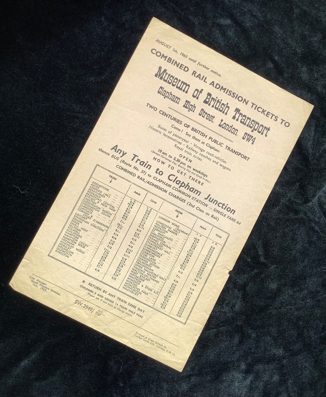 Original British Railways Handbill 1963 Clapham Museum of British ...