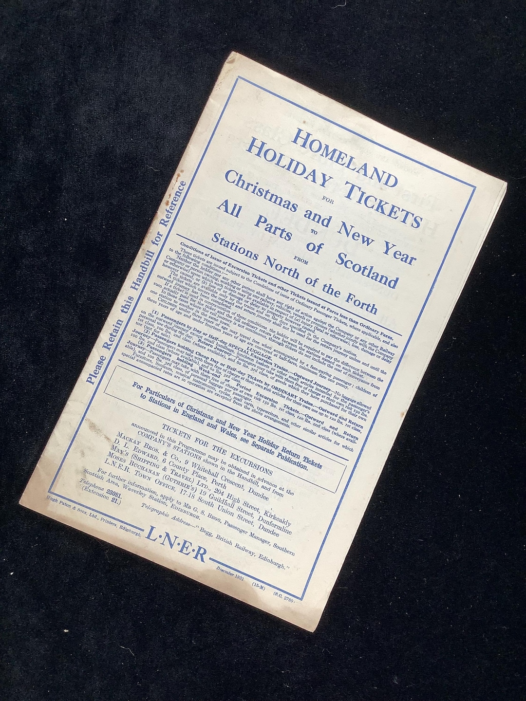 Original LNER Railway Handbill 1931 Homeland Holiday Tickets All Parts ...