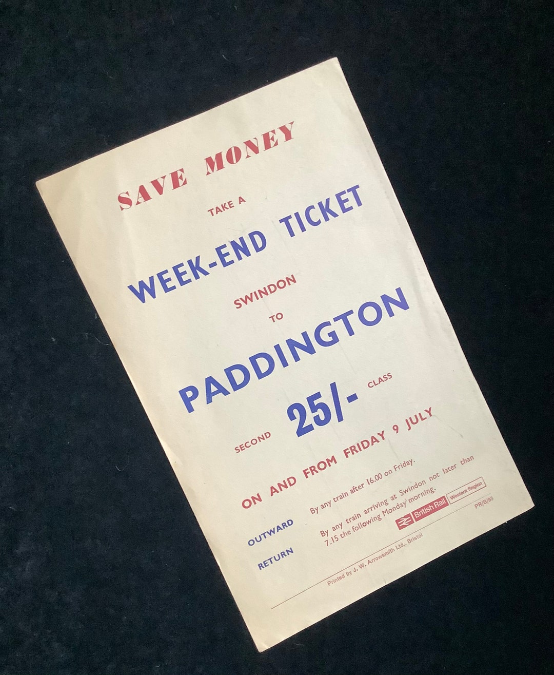 Original British Railways Handbill 1960s Swindon to Paddington - Etsy