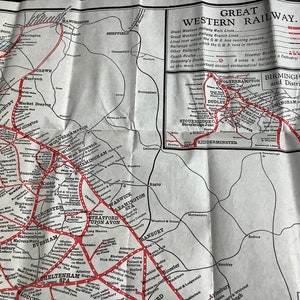 GWR Great Western Railway Original Route Map 1930 Pocket Fold up Map ...