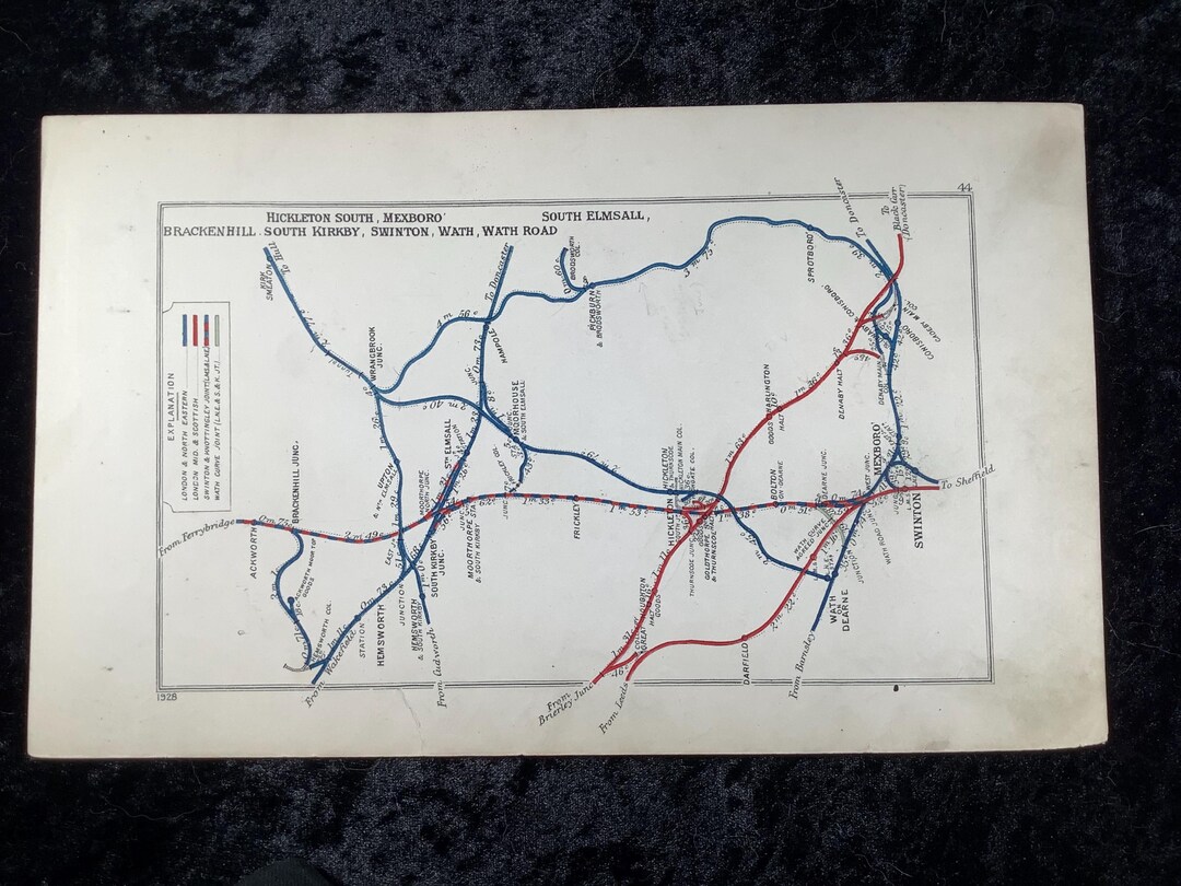 1928 Railway Map South Elmsall Mexboro Hickleton South Brackenhill ...