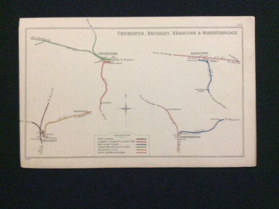 1904 Railway Map Chichester Headcorn Robertsbridge Junction | Etsy UK