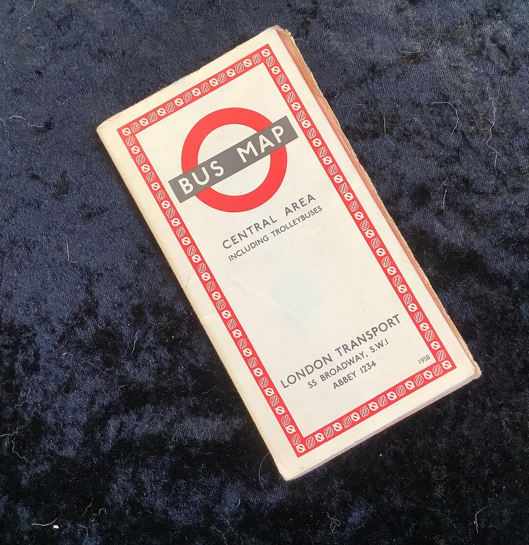 Original London Transport Bus Map Central Area Route Guide & Map 1958 ...
