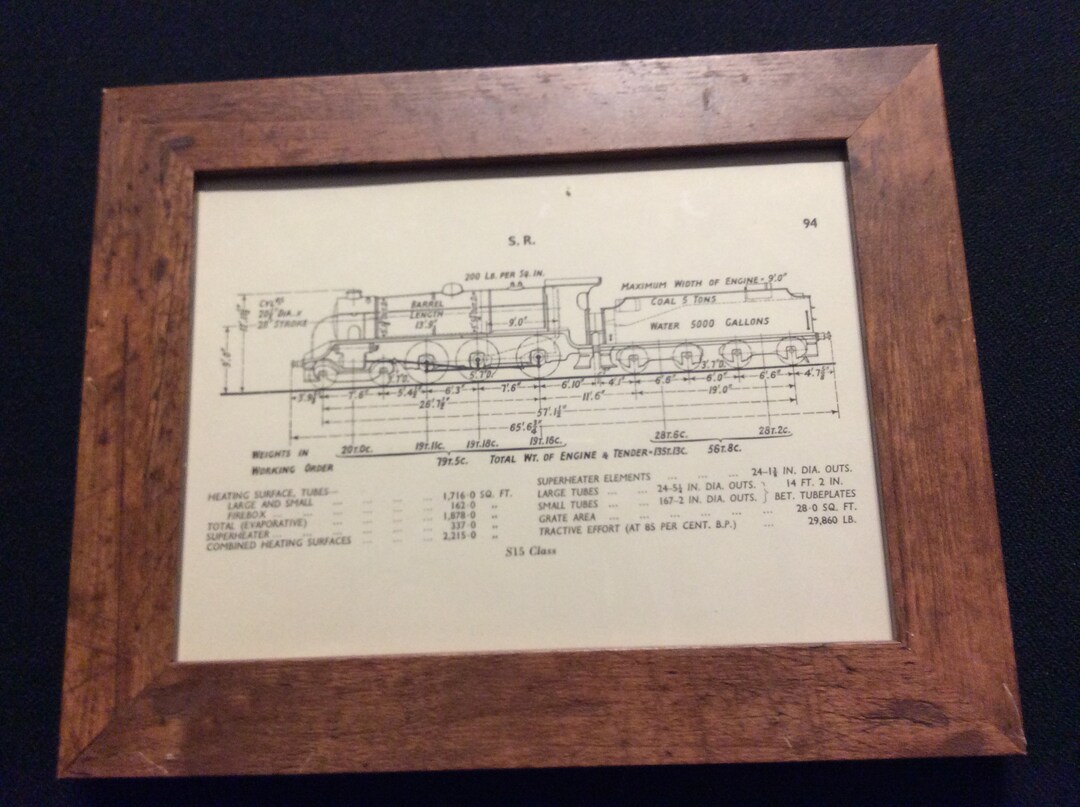 Vintage Railway SR S15 Locomotive Picture Southern Steam Loco Diagram ...