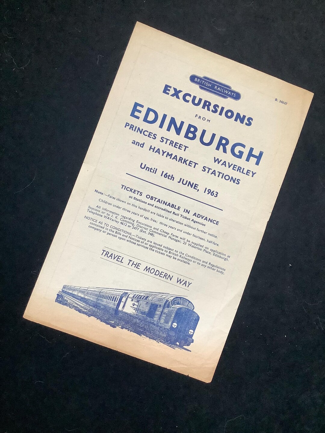 Original British Railways Handbill 1963 Excursions From Edinburgh ...