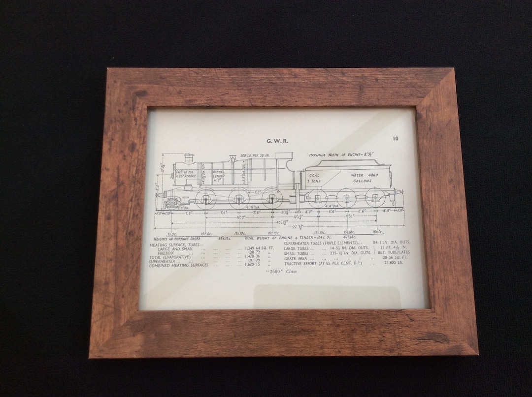 Vintage Railway GWR 2600 Class Locomotive Picture Loco Diagram Railway ...