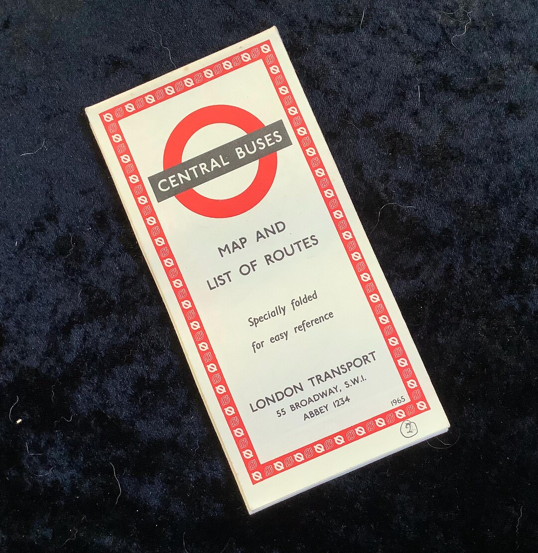 Original London Transport Bus Map Central Area Route Guide & Map 1965 ...