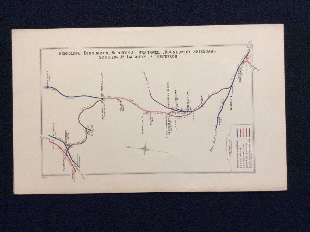 1928 Railway Map Brancliffe Dinnington Braithwell Shireoaks Junction ...