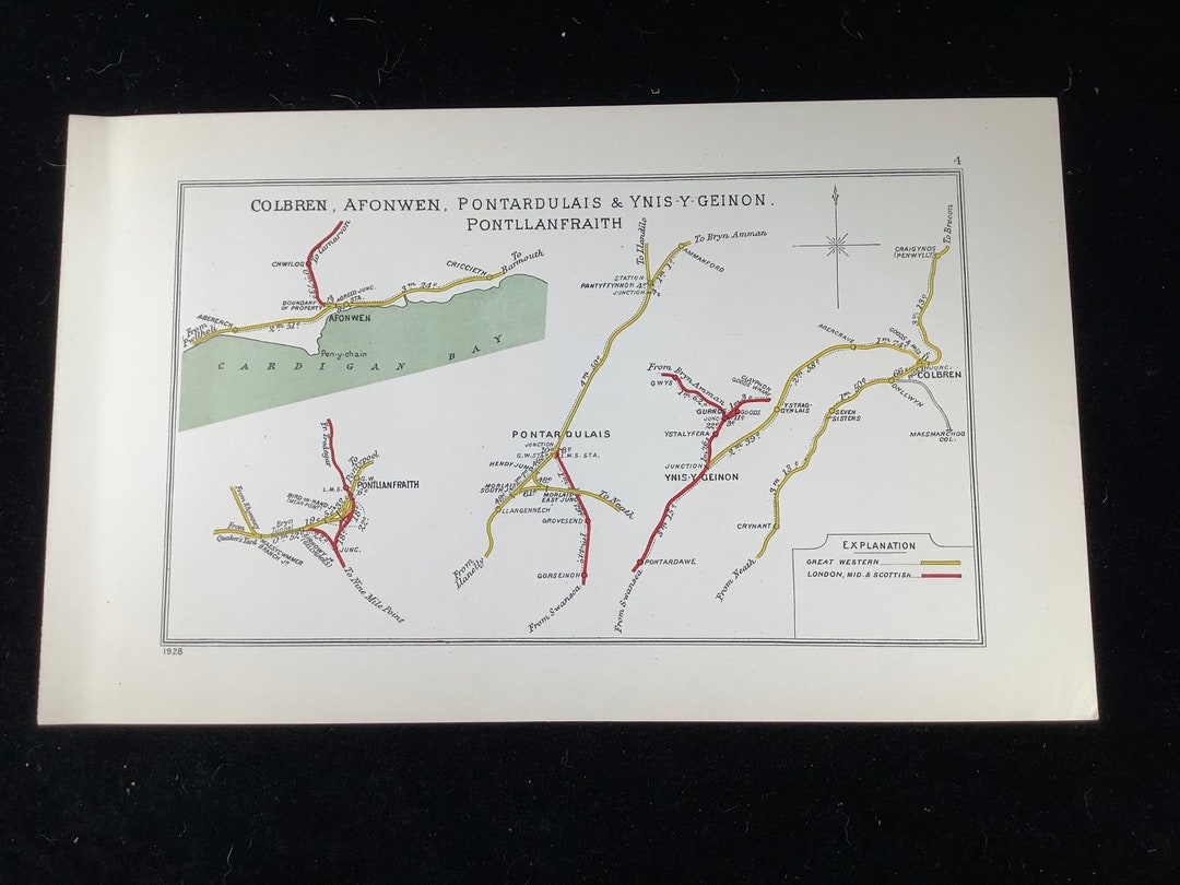 1928 Railway Map Colbren Afonwen Pontardulais & Pontllanfraith Junction ...