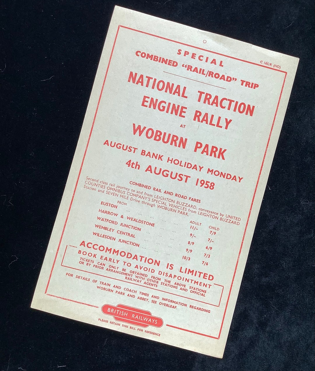 Original British Railways Handbill 1958 Woburn Park Traction Engine ...