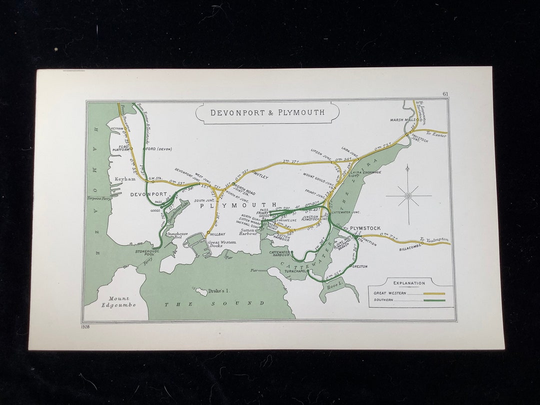 1928 Railway Map Devonport Plymouth Plymstock Junction Diagram Original ...
