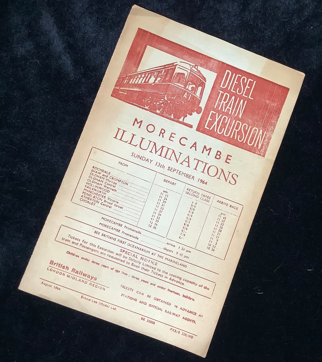Original British Railways Handbill 1964 Morecambe Illuminations Diesel ...