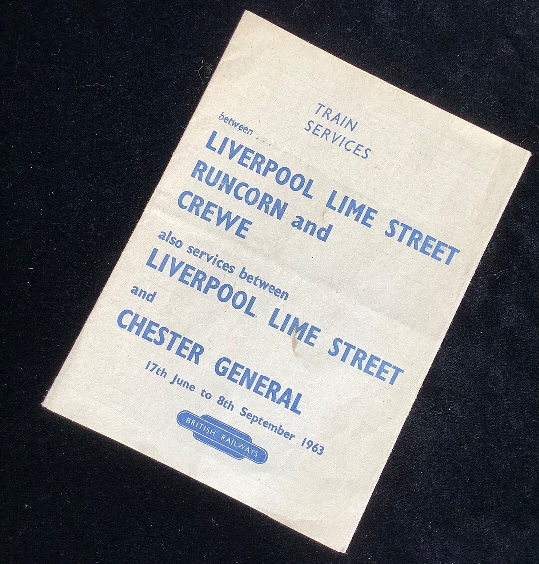 Original British Railways Timetable Leaflet 1963 Liverpool Runcorn ...