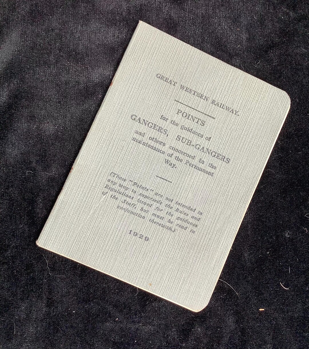 Original 1929 Railway Rule Book Publication - Gangers & Sub Gangers ...