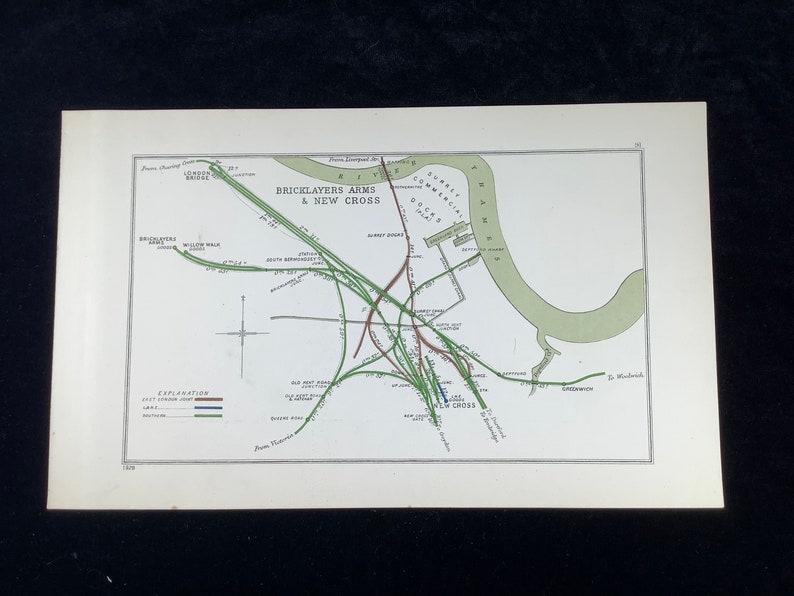 1928 Railway Map Bricklayers Arms & New Cross Junction Diagram Original ...