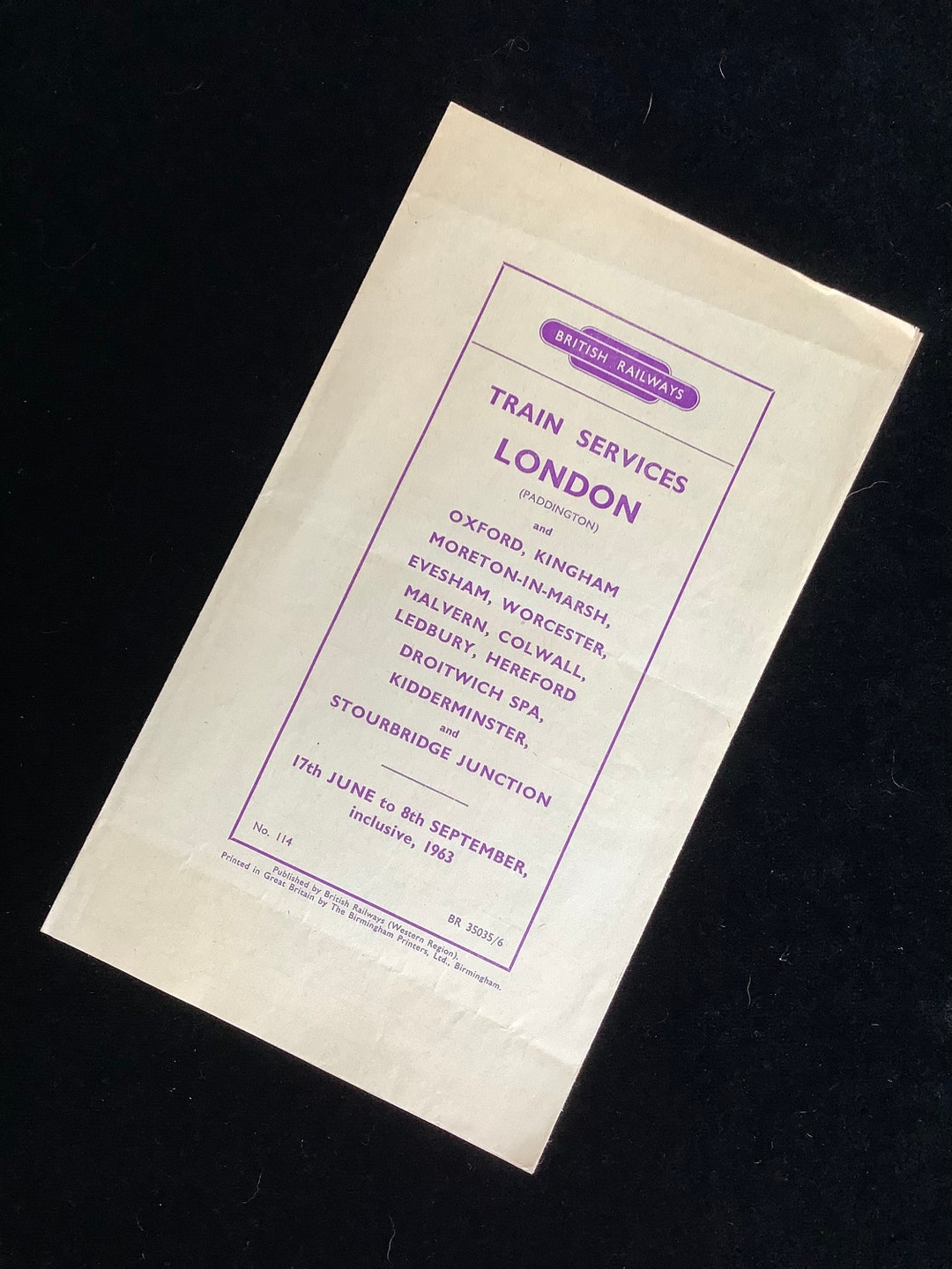 Original British Railways Timetable Leaflet 1963 Oxford Kingham Moreton ...