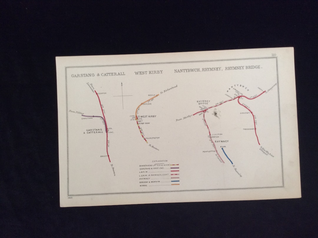1903 Railway Map Garstang & Catterall West Kirby Rhymney Nantybwch ...