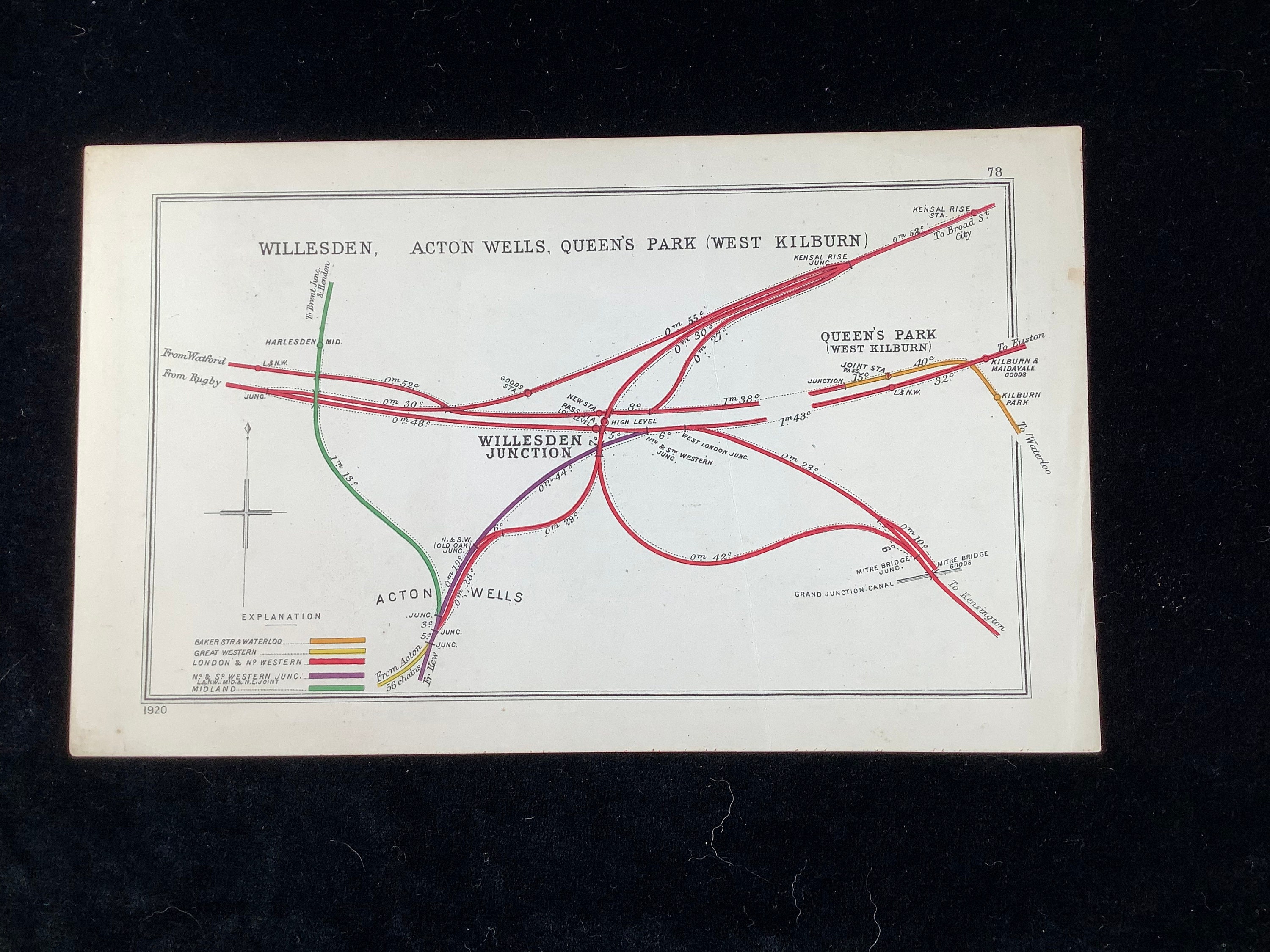 1920 Railway Map Willesden Acton Wells Queens Park Junction Diagram ...