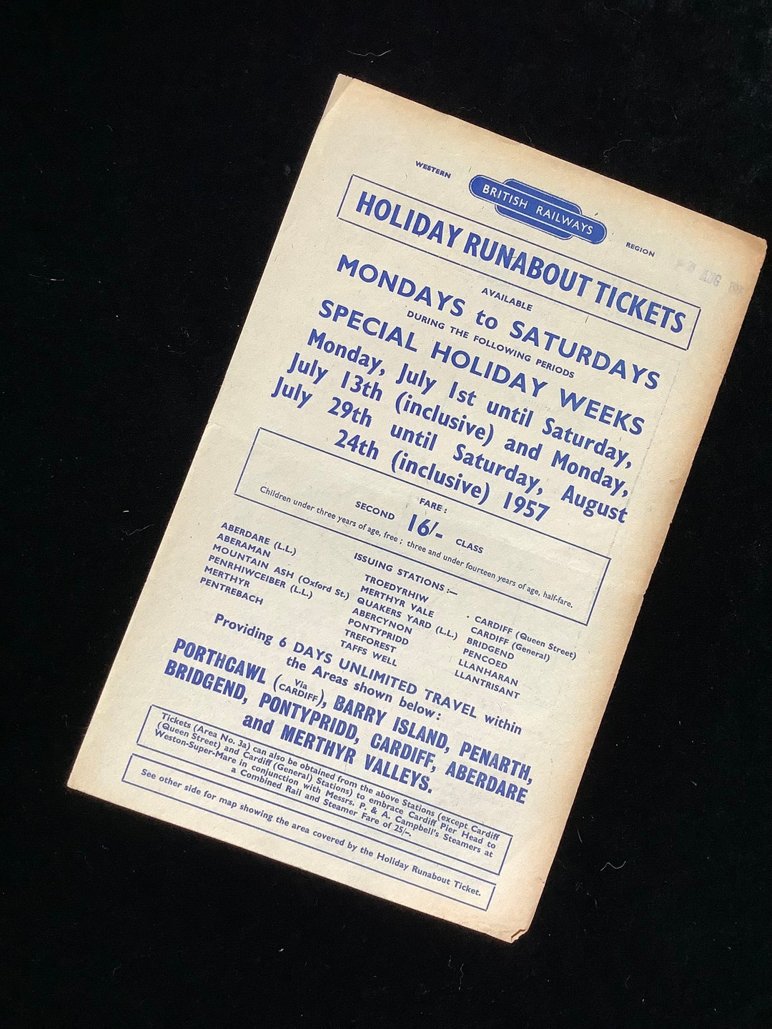 Original British Railways Handbill 1957 Porthcawl Barry Penarth ...