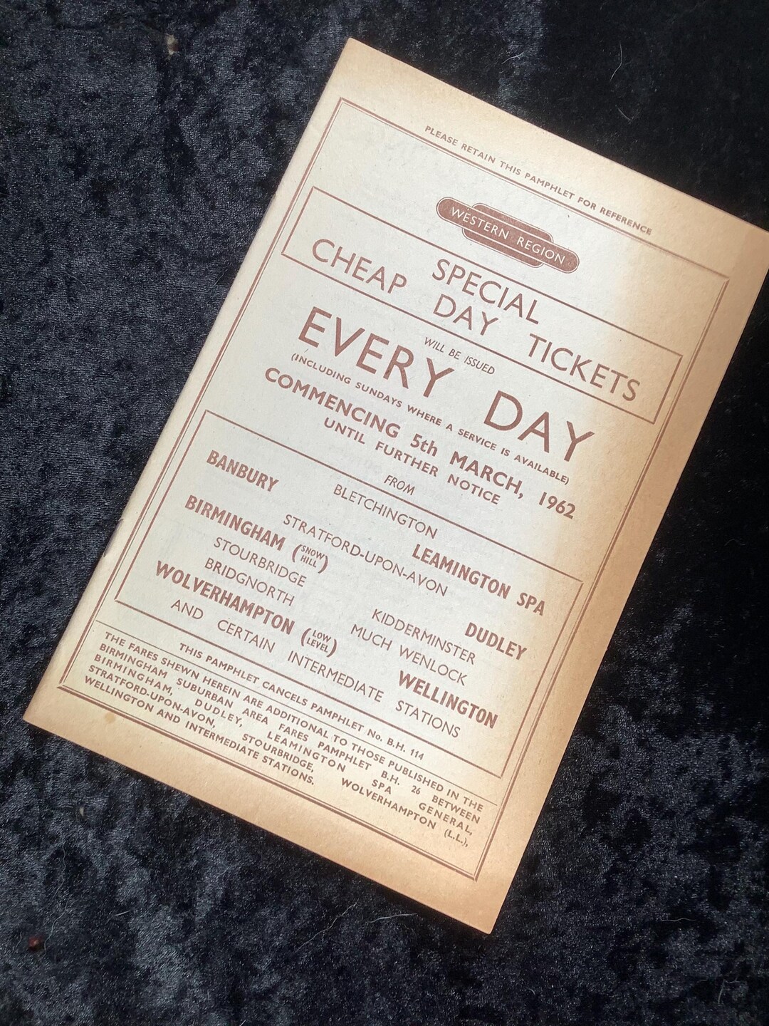 Original British Railways Handbill 1962 Banbury Leamington Spa ...