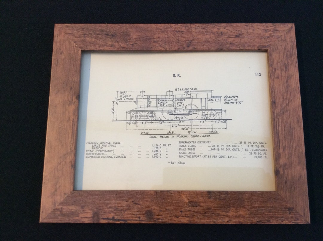 Vintage Southern Railway Locomotive Picture I3 Class Steam Loco Diagram ...