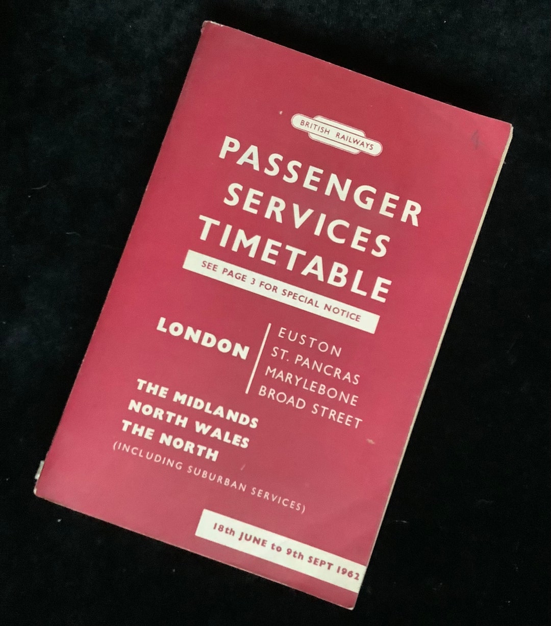 Original British Rail Railway Passenger Timetable London Midland Region ...