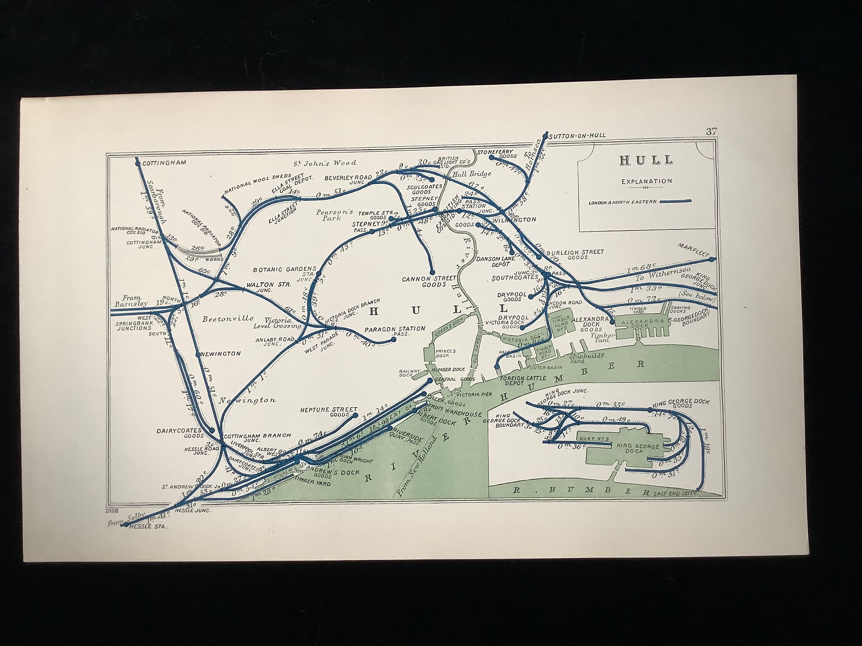 1928 Railway Map Hull Great Grimsby Junction Diagram Original - Etsy