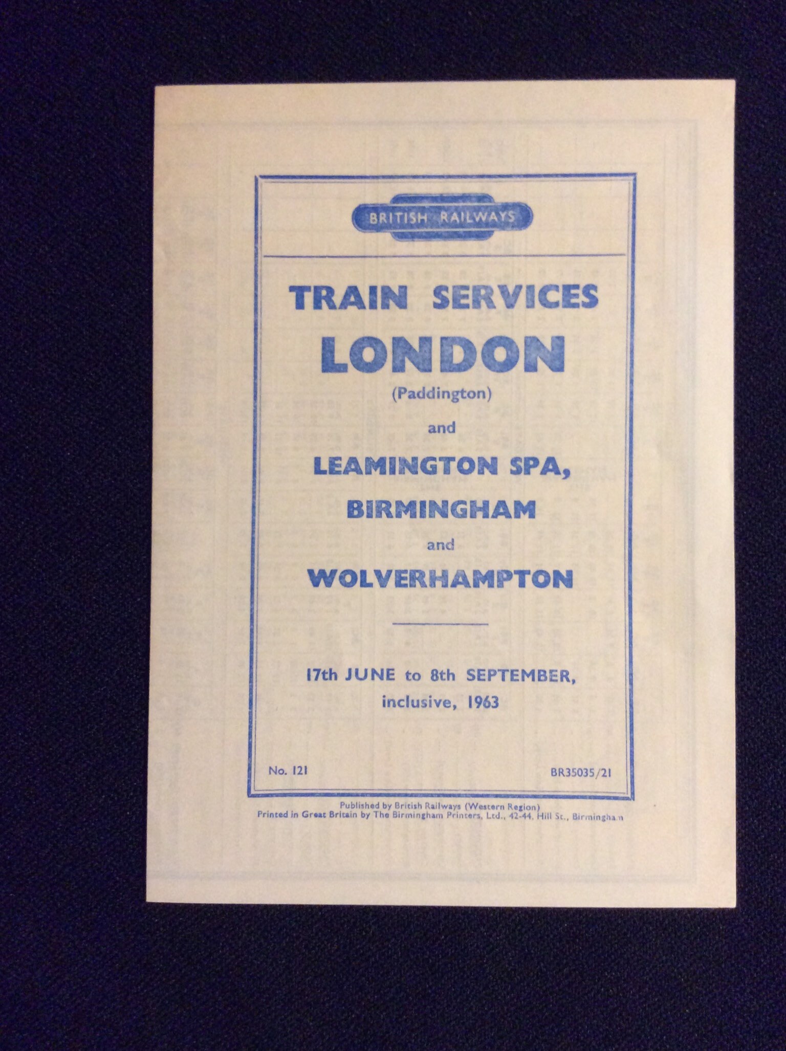 Original British Railways Timetable Leaflet 1963 Leamington - Etsy