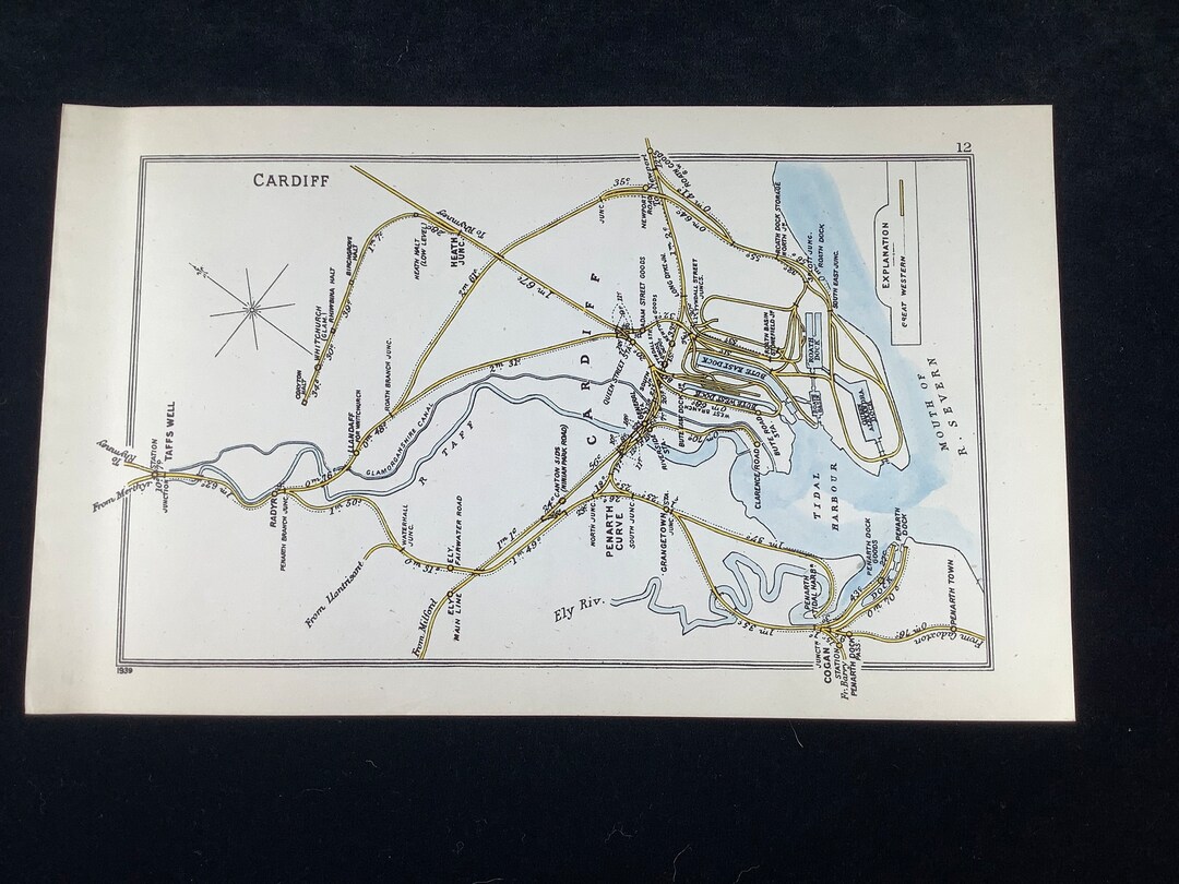 1939 Cardiff Railway Map Junction Diagram Original - Etsy