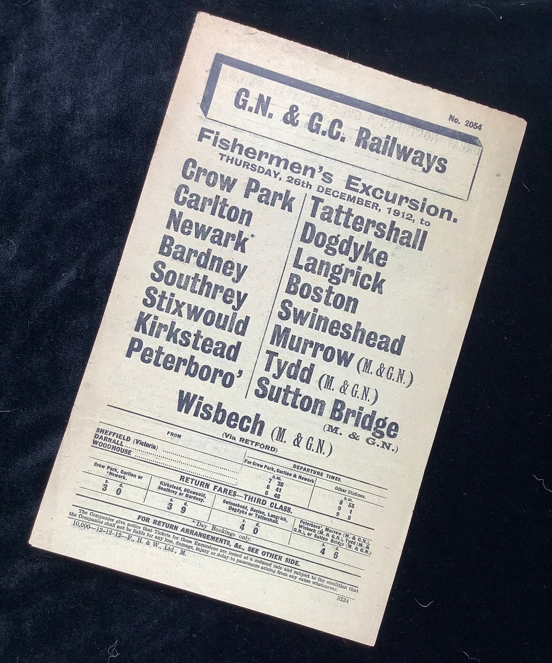 Original GCR Great Central & GN Great Northern Railway Handbill 1912 ...