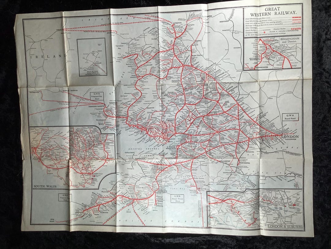 GWR Great Western Railway Original Route Map 1938 - Etsy Canada