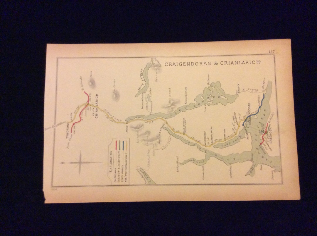1904 Railway Map Craigendoran & Crianlarich Junction Diagram Original ...