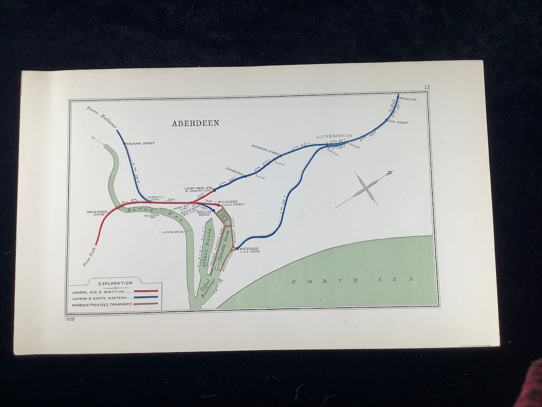 1928 Aberdeen Railway Map Junction Diagram Original - Etsy