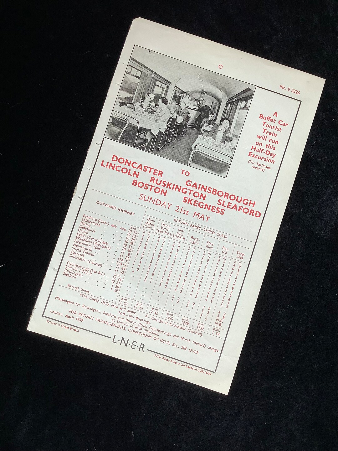 Original LNER Railways Handbill 1939 Doncaster Gainsborough Lincoln ...