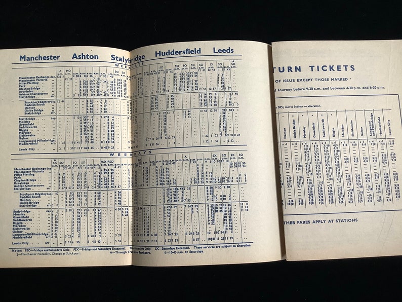 Original British Railways Timetable Leaflet 1963 Manchester - Etsy