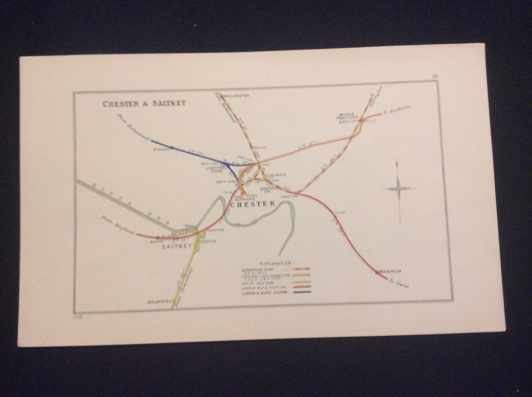 1928 Railway Map Chester & Saltney Junction Diagram Original - Etsy