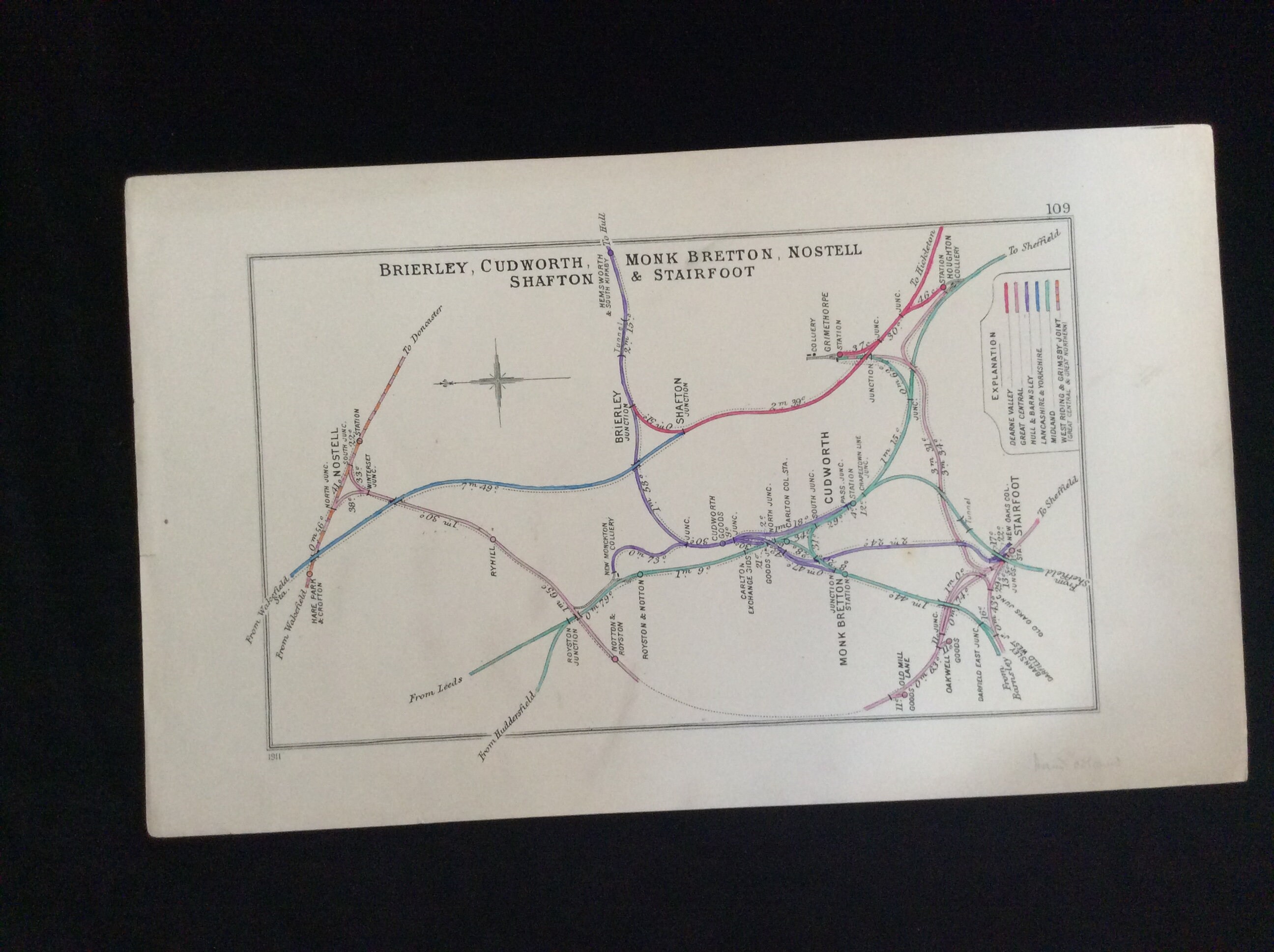 1911 Railway Map Brierley Cudworth Nostell Shafton Stairfoot - Etsy