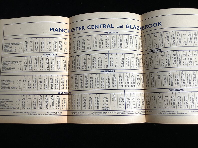 Original British Railways Timetable Leaflet 1963 Manchester - Etsy