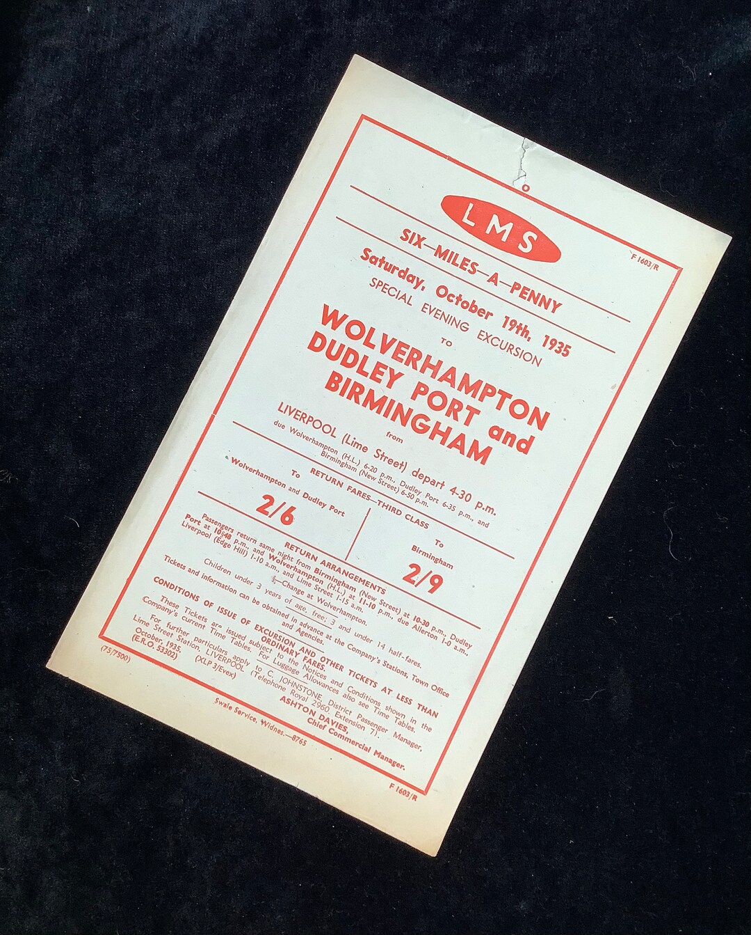 Original LMS Railway Handbill 1935 Train Excursion to Wolverhampton ...