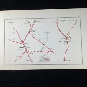 1928 Railway Map Crewe Macclesfield Junction Diagram Original RCH - Etsy