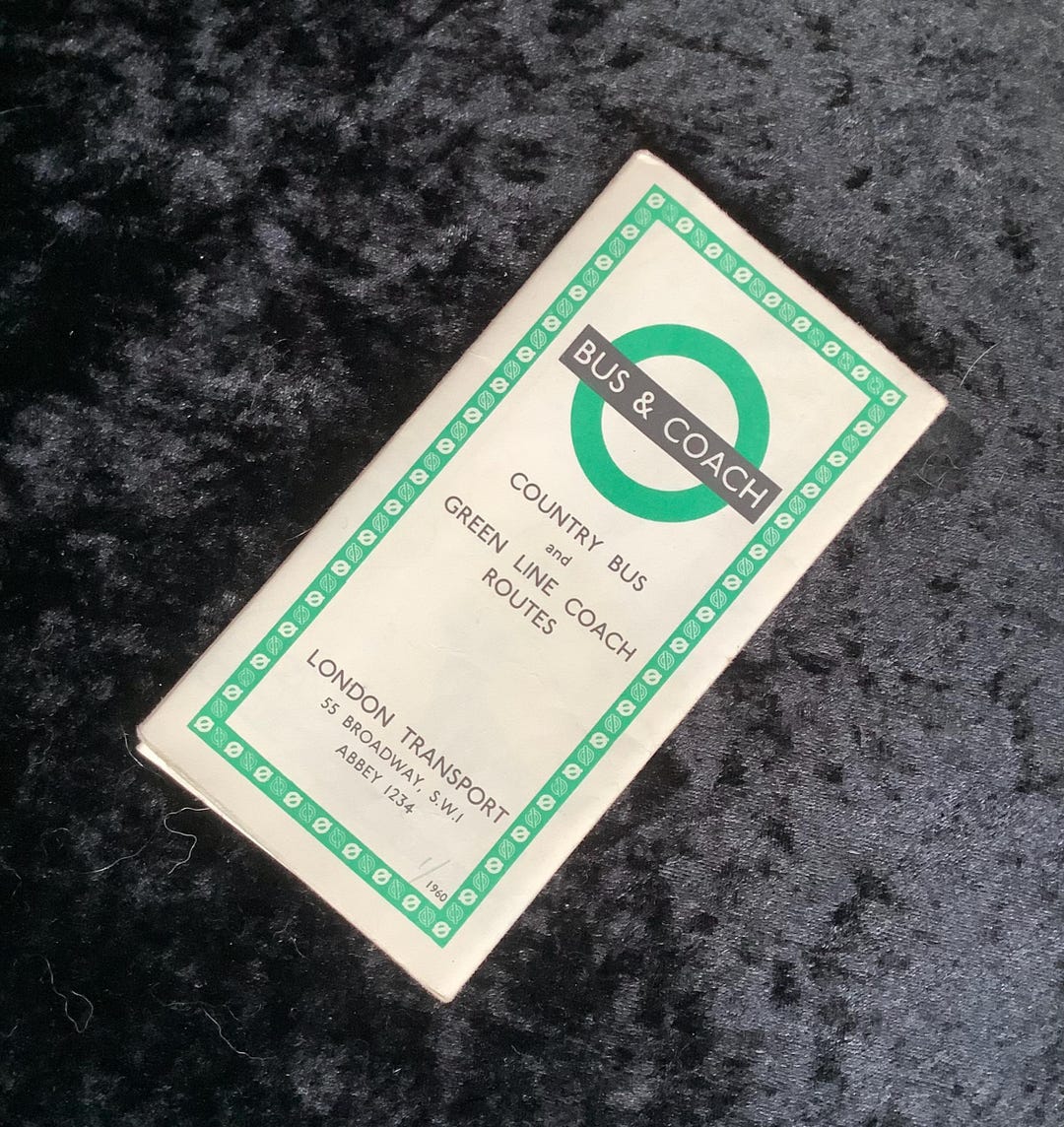 Original London Transport Green Line Coach Routes & Country Bus Map ...