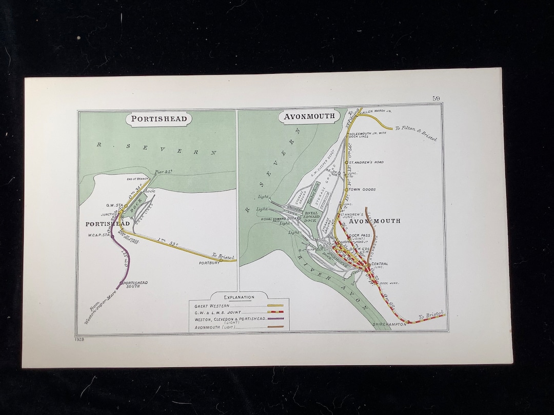 1928 Railway Map Portishead Avonmouth Junction Diagram Original RCH - Etsy