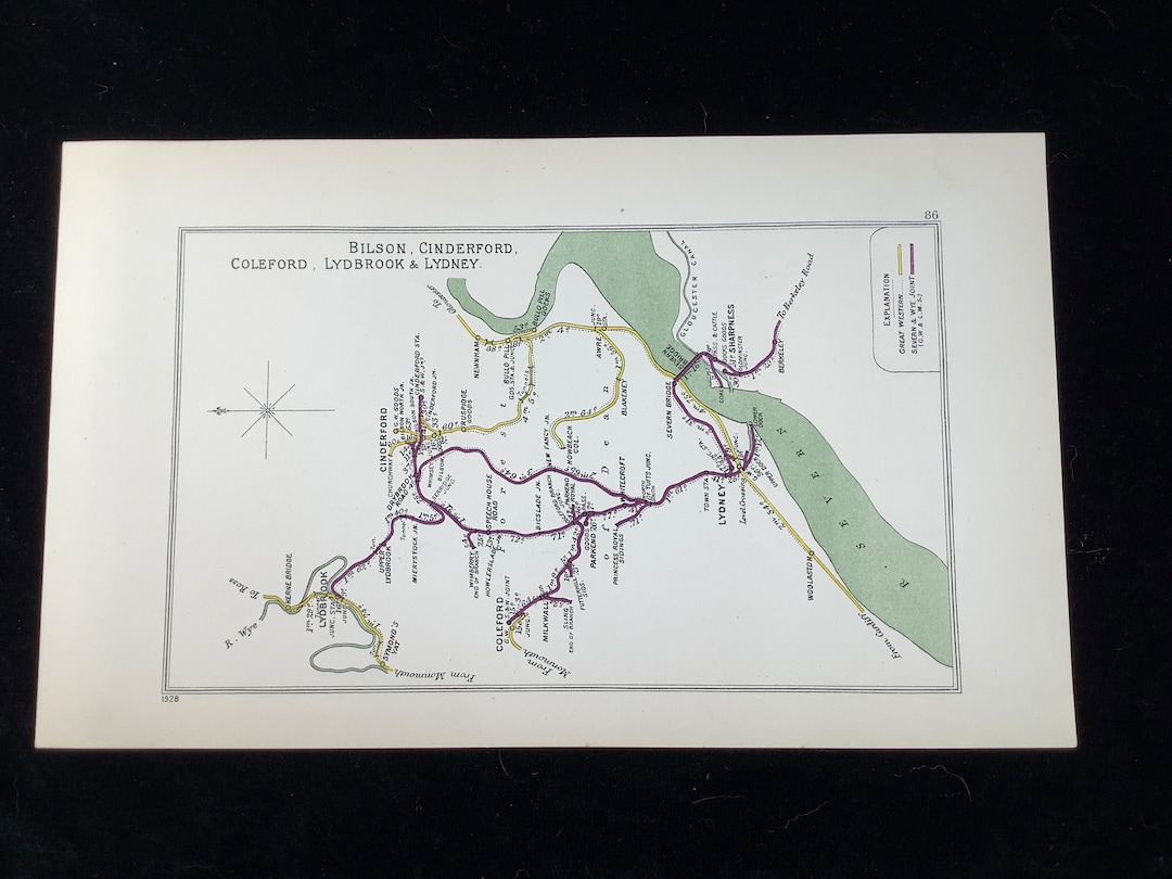 1928 Railway Map Cinderford Bilson Lydney Coleford Lydbrook Junction ...
