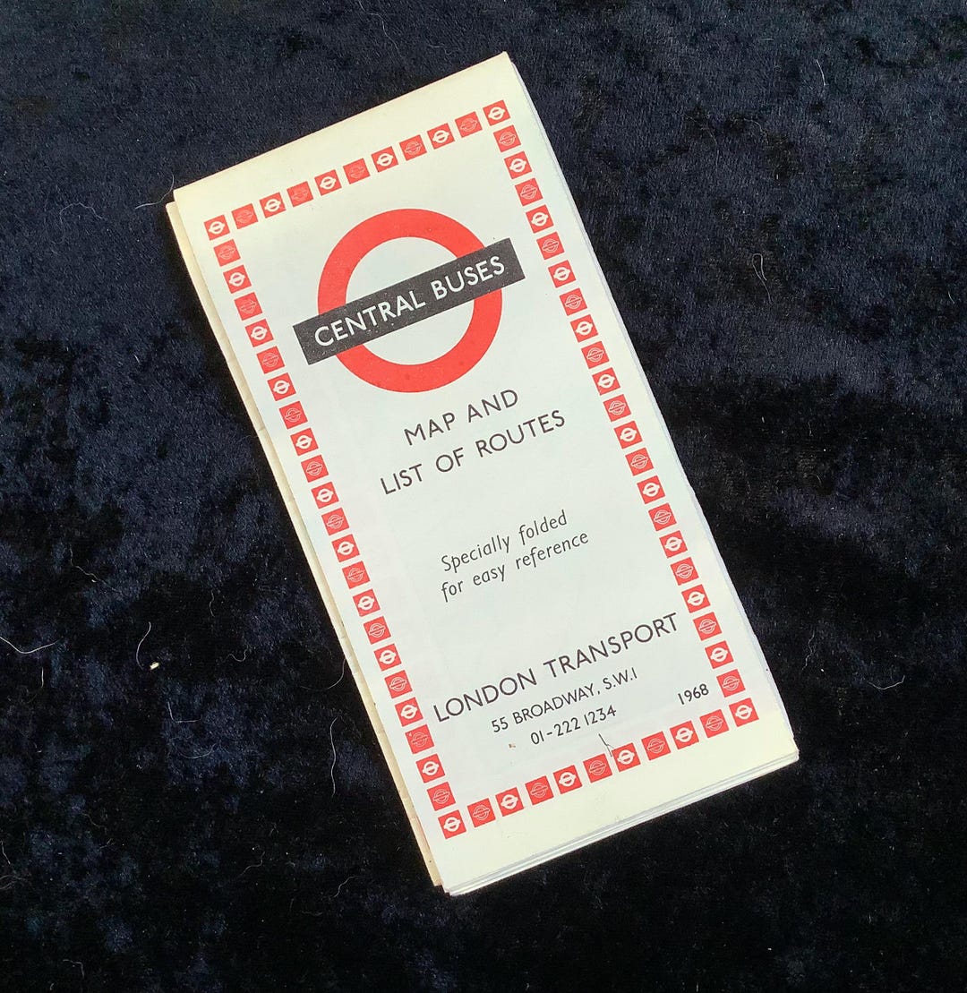 Original London Transport Bus Map Central Area Route Guide & Map 1968 ...