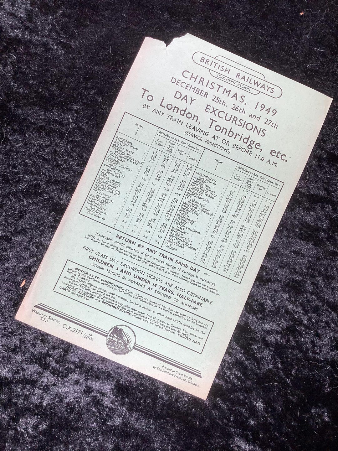 Original British Railways Handbill 1949 Appledore Ashford Battle ...