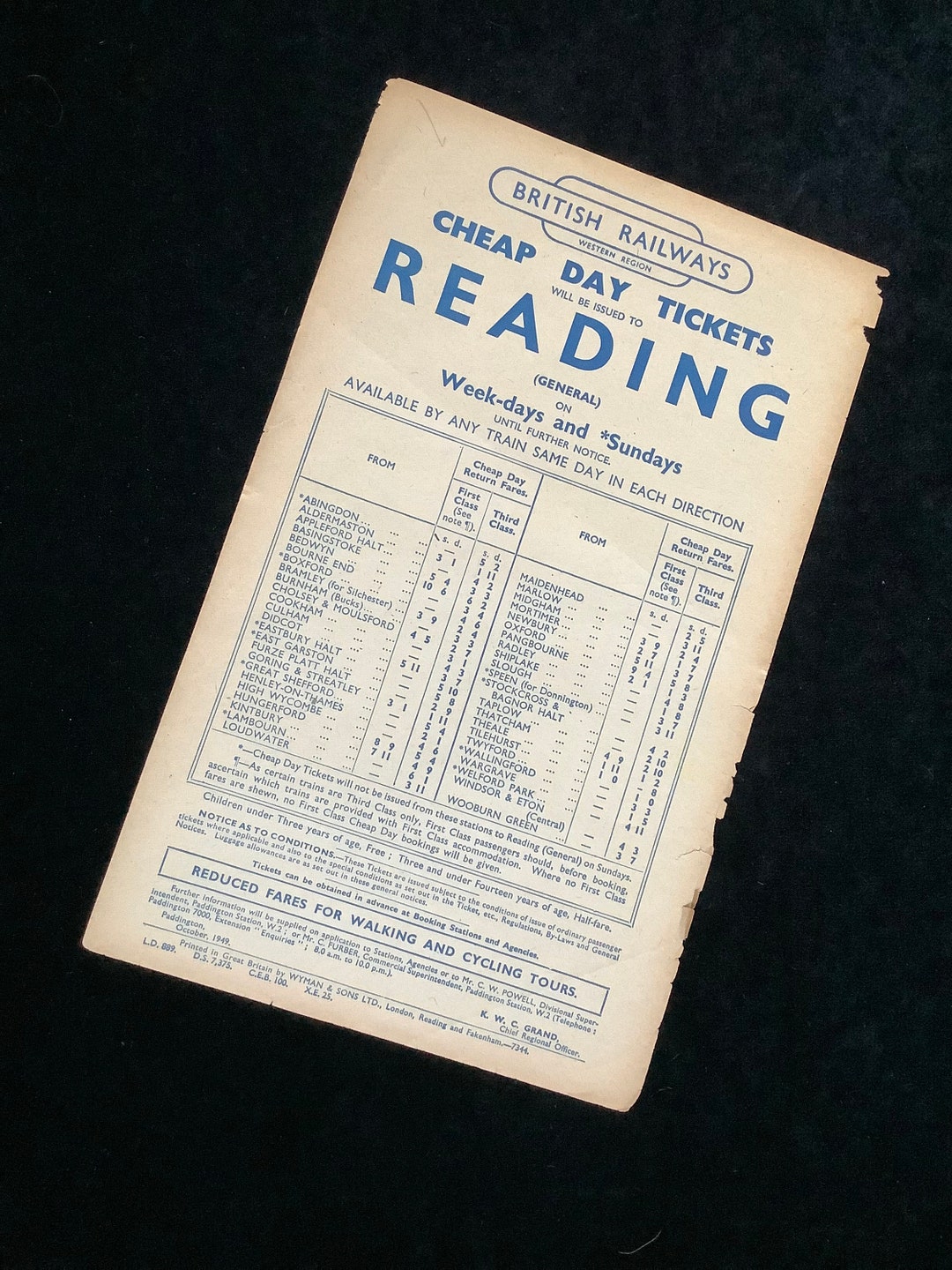 Original British Railways Handbill 1949 Reading From Abingdon Bramley ...