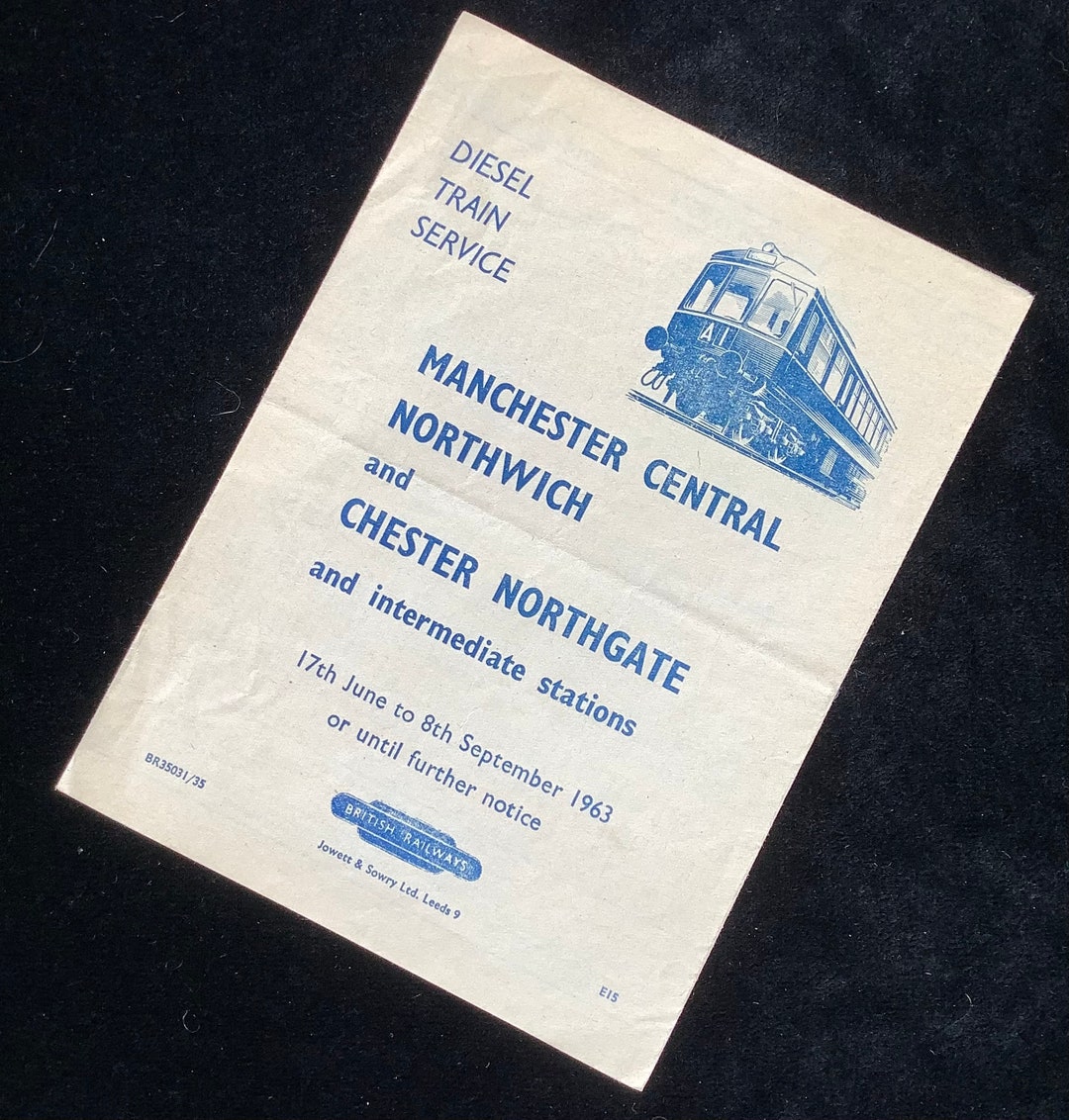 Original British Railways Timetable Leaflet 1963 Manchester Central ...